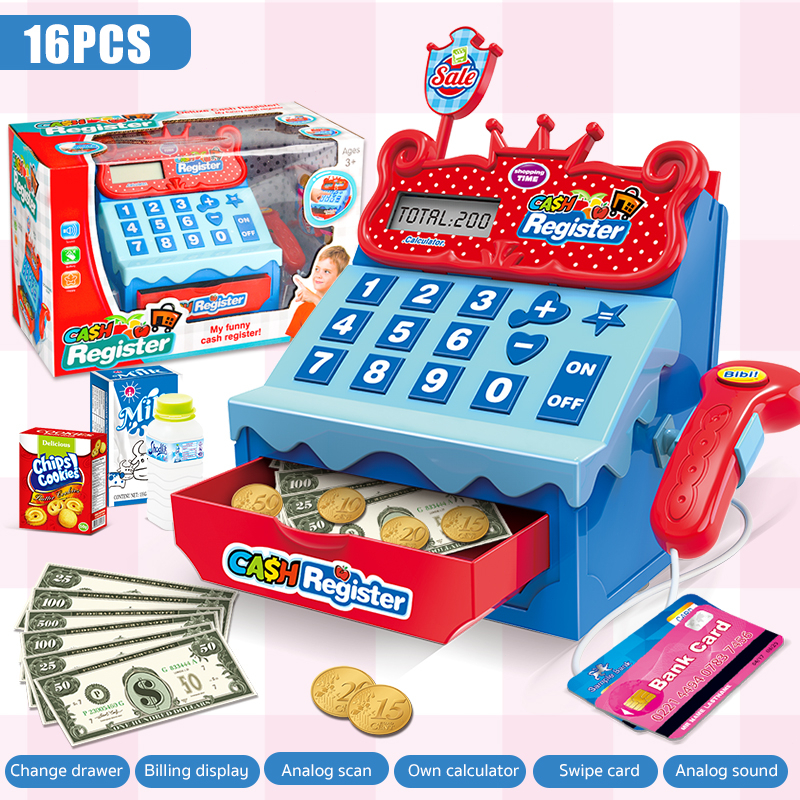Cashier Machine Toys Pretend Play Set Supermarket Cash Register Casher ...