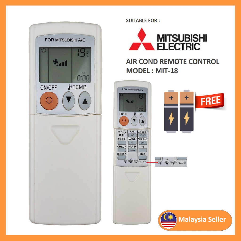 MITSUBISHI MIT-18 ELECTRIC AIR COND AIR CONDITIONER REMOTE CONTROL FOR REPLACEMENT | Shopee Malaysia