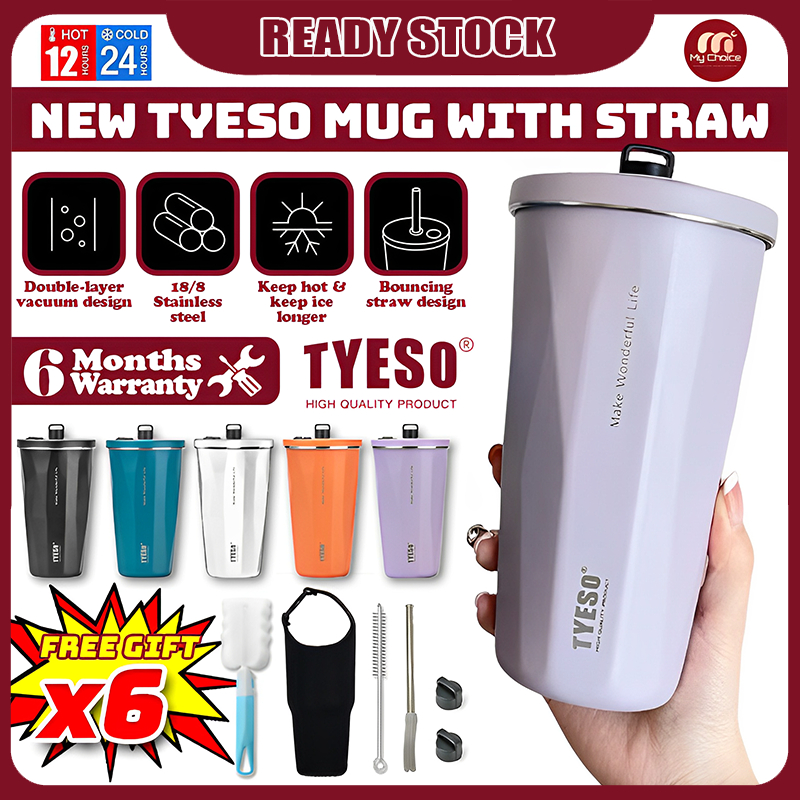 Tyeso Coffee Mug 600ml Tumbler With 6xFree Gift 304 Stainless Steel Water Bottle Thermos ...