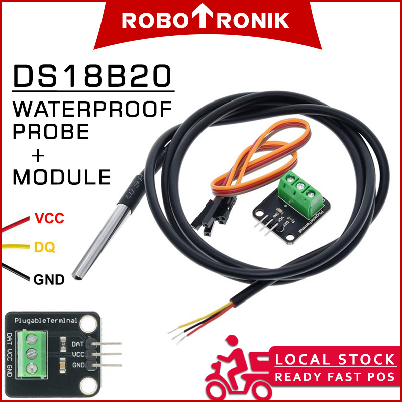 Temperature Sensor DS18B20 IC, Module, Waterproof Probe - 18B20 ...