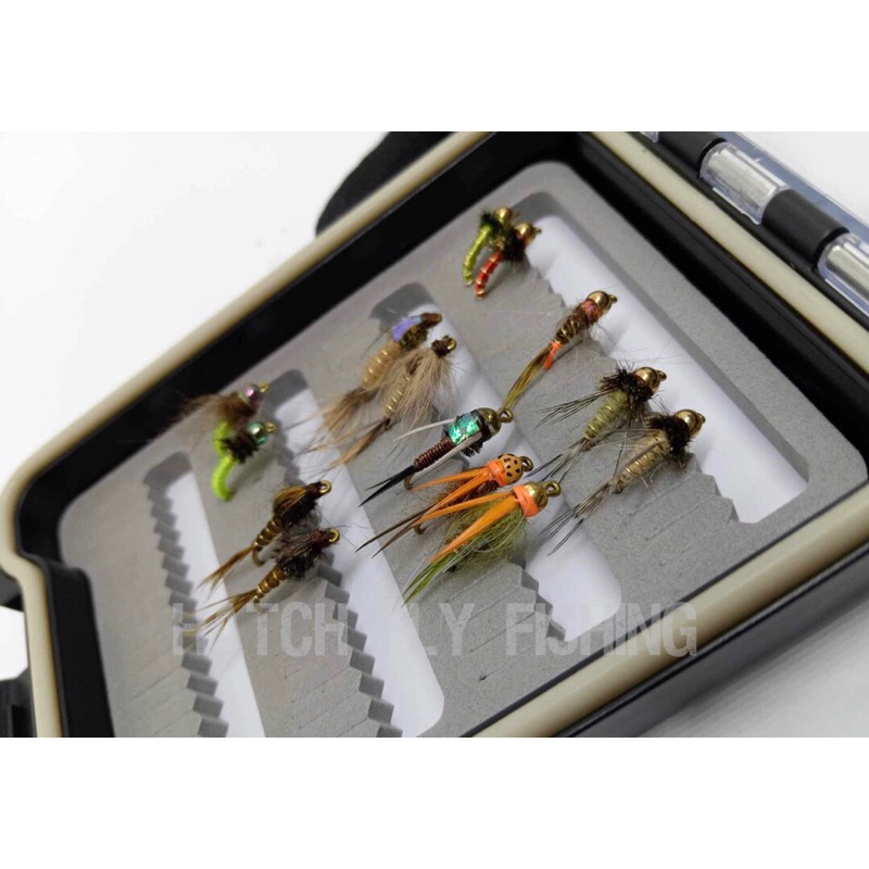 Fly lure ~ Waterproof Fly Box with 14pcs variation Nymphs | Shopee Malaysia