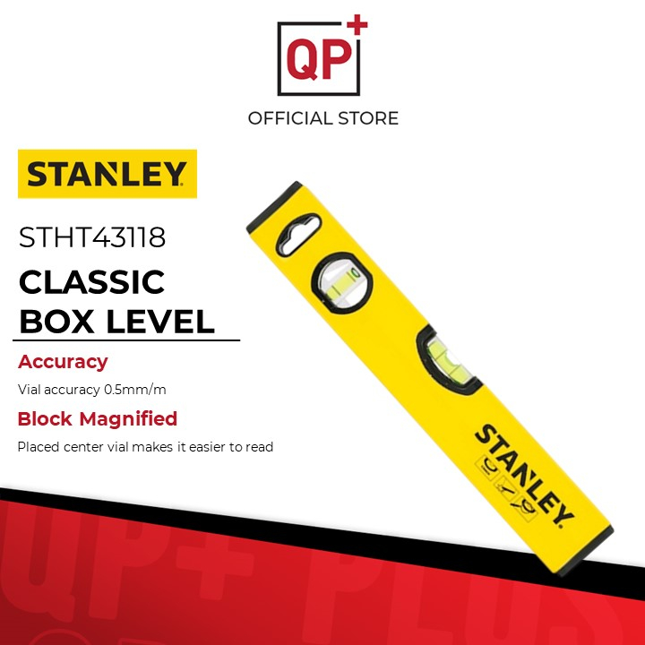 STANLEY SPIRIT LEVEL CLASSIC BOX LEVEL RULER TIMBANG AIR MEASURING ...