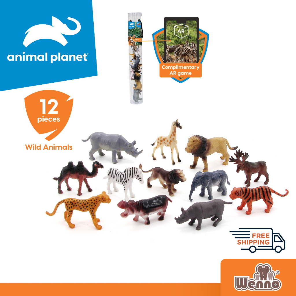 Wenno x Animal Planet 12pcs Wild Animals in tube Educational Realistic ...