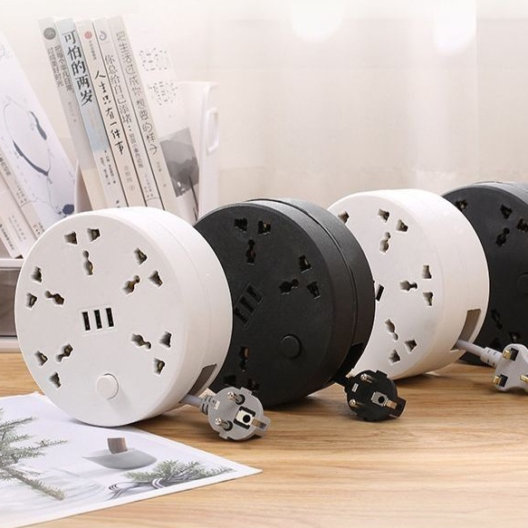Extension wire round shape USB power outlet extension cord with ...
