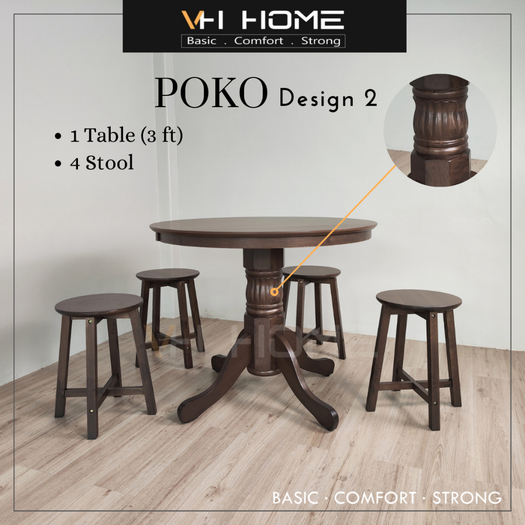 POKO Round Dining Table With Stools Special Modern Design Meja Makan ...