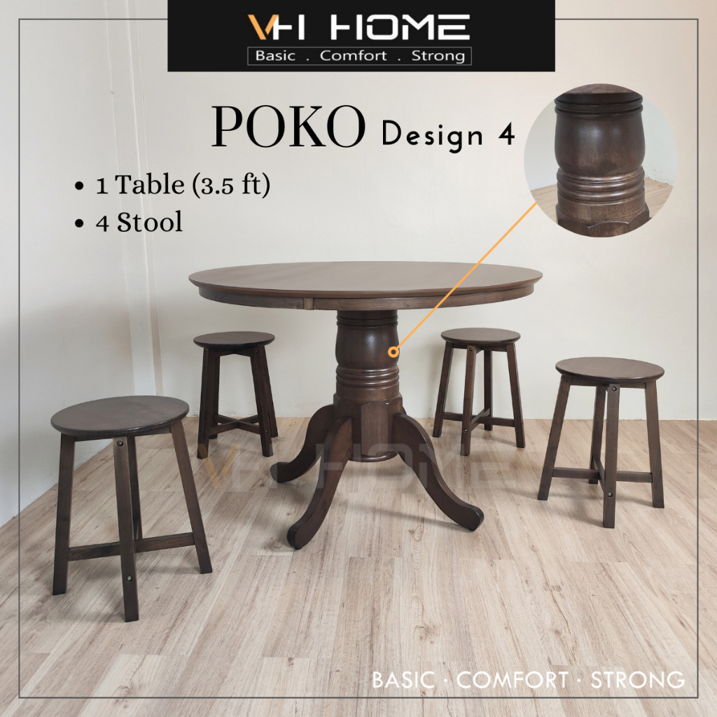 POKO Round Dining Table With Stools Special Modern Design Meja Makan ...