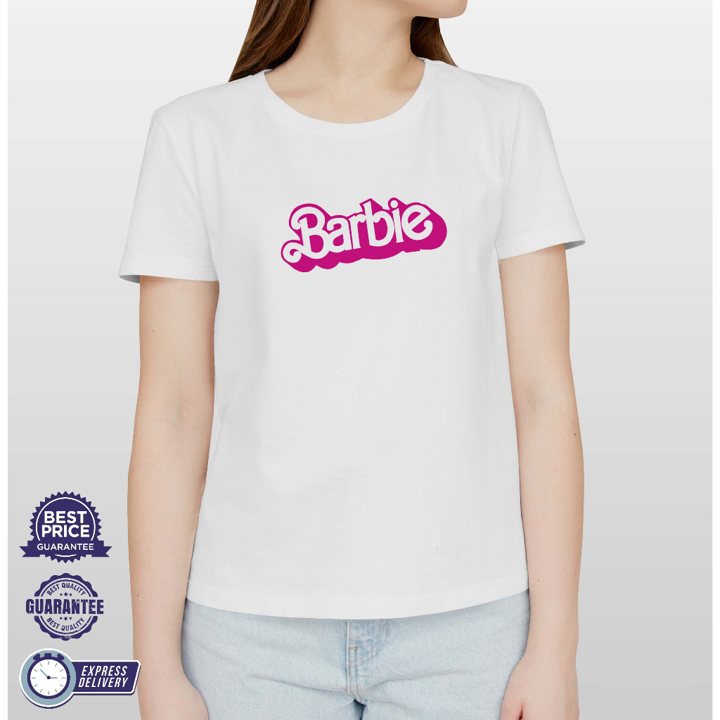 BARBIE-02 Tshirt Dewasa Barbie Wording Logo Barbie | Shopee Malaysia