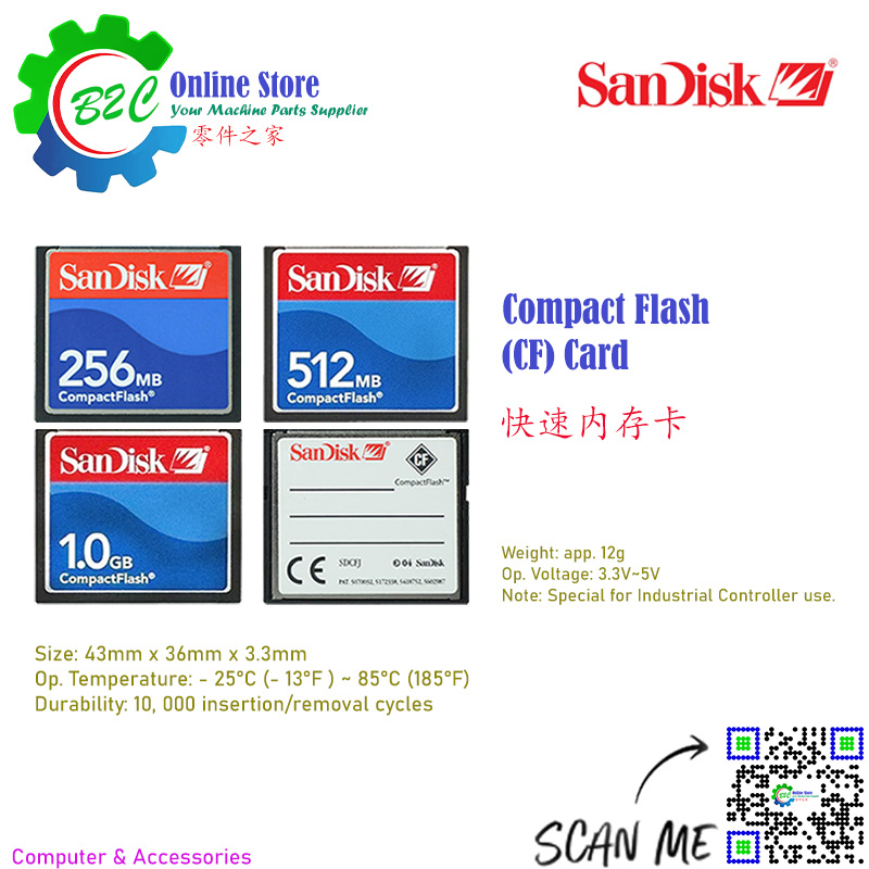 Scandisk 256MB 512MB 1GB Industrial Compact Flash Memory Scan disk San ...