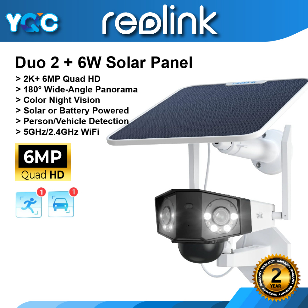 Reolink Duo 2 Dual Lens Battery Solar Security Camera with 180 Degree ...
