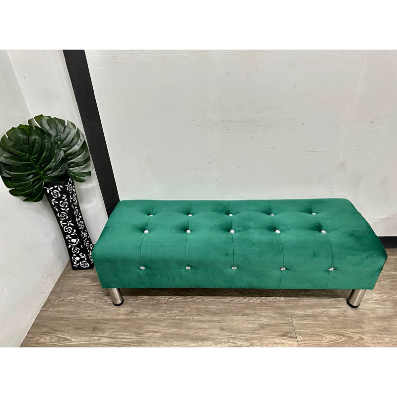 VC SILVER LEG BENCH CHAIR 3F/4F VELVET POCKET LONG STOOL OTTOMAN SOFA ...