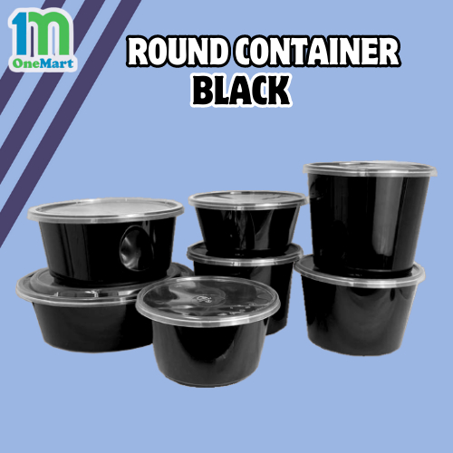Black Round Container with Lid 50 SETS PER PKT R12B R16 R20B R25B R30B ...