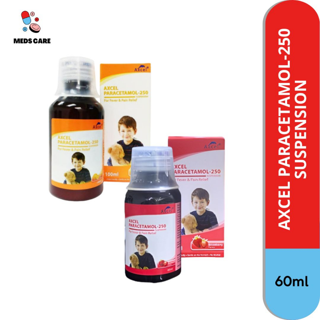 AXCEL PARACETAMOL-250 SUSPENSION 60ML ORANGE & STRAWBERRY FLAVOUR ...