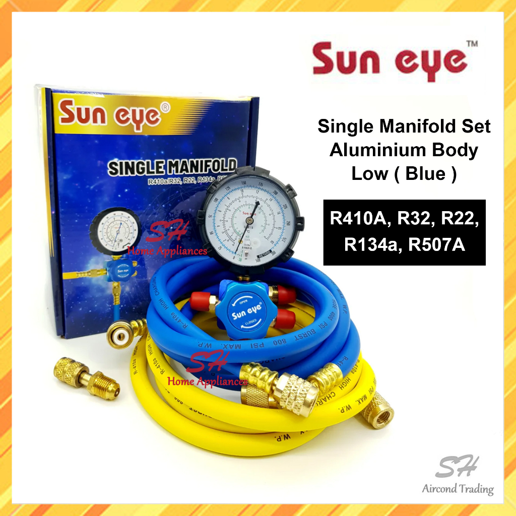 Sun Eye Single Manifold Set Aluminium Body Low (Blue) SMB41032 R410A ...