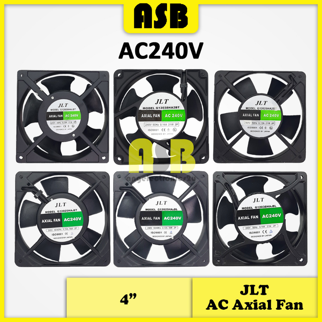 (1pc) JLT AC Strong Axial Fan ( AC240V ) ( 4" ) ( Wire / Pin ) ( Ball Bearing / Sleeve Bearing ...