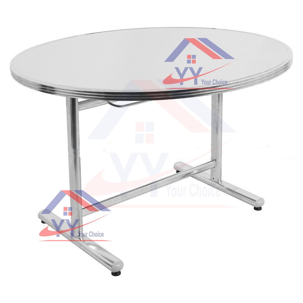 High Quality Stainless Steel Foldable Round Table with H Stand/Meja ...