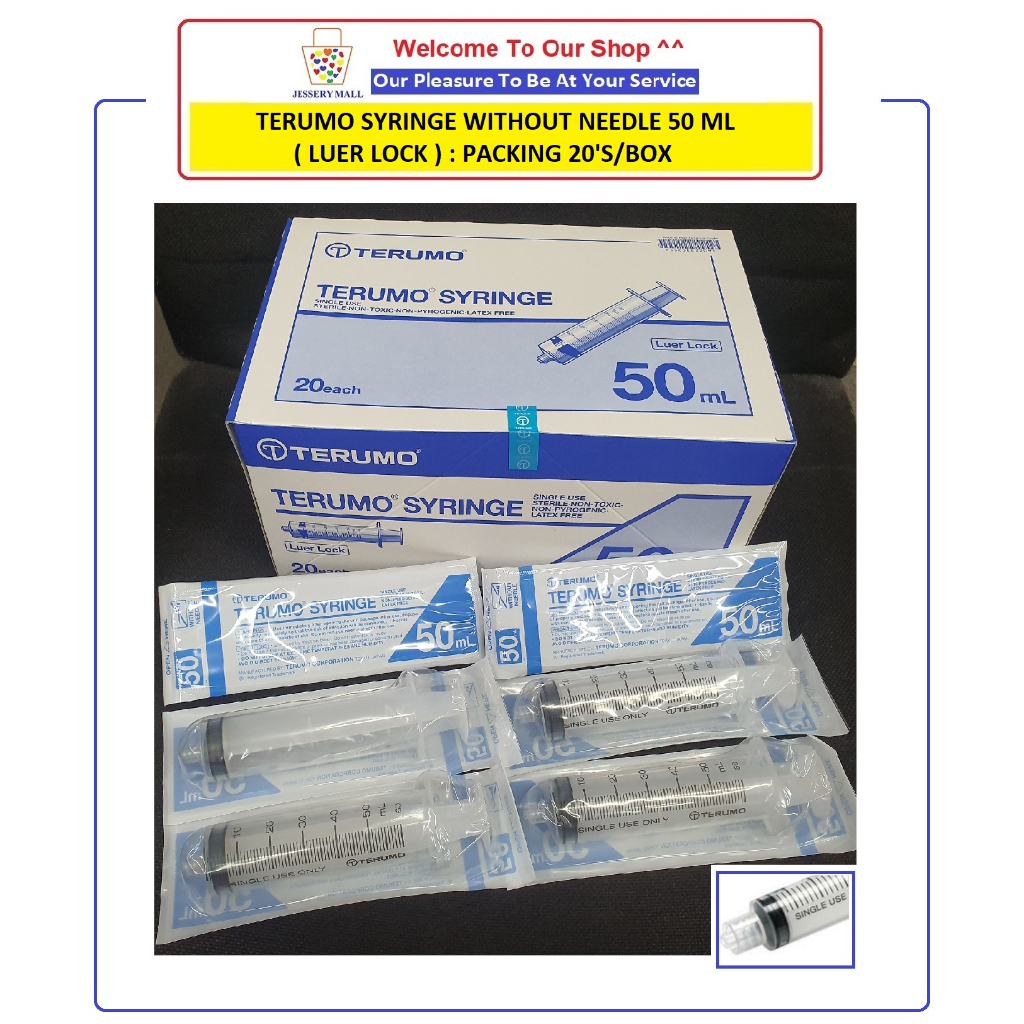 PRE-ORDER TERUMO SYRINGE 50ML WITHOUT NEEDLE (LUER LOCK TIP), PACKING: 20's/BOX | Shopee Malaysia