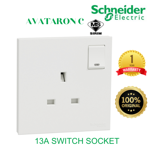 Schneider Electric Avatar On C 13A SWITCH SOCKE Switches With Fluorescent Locator (White ...