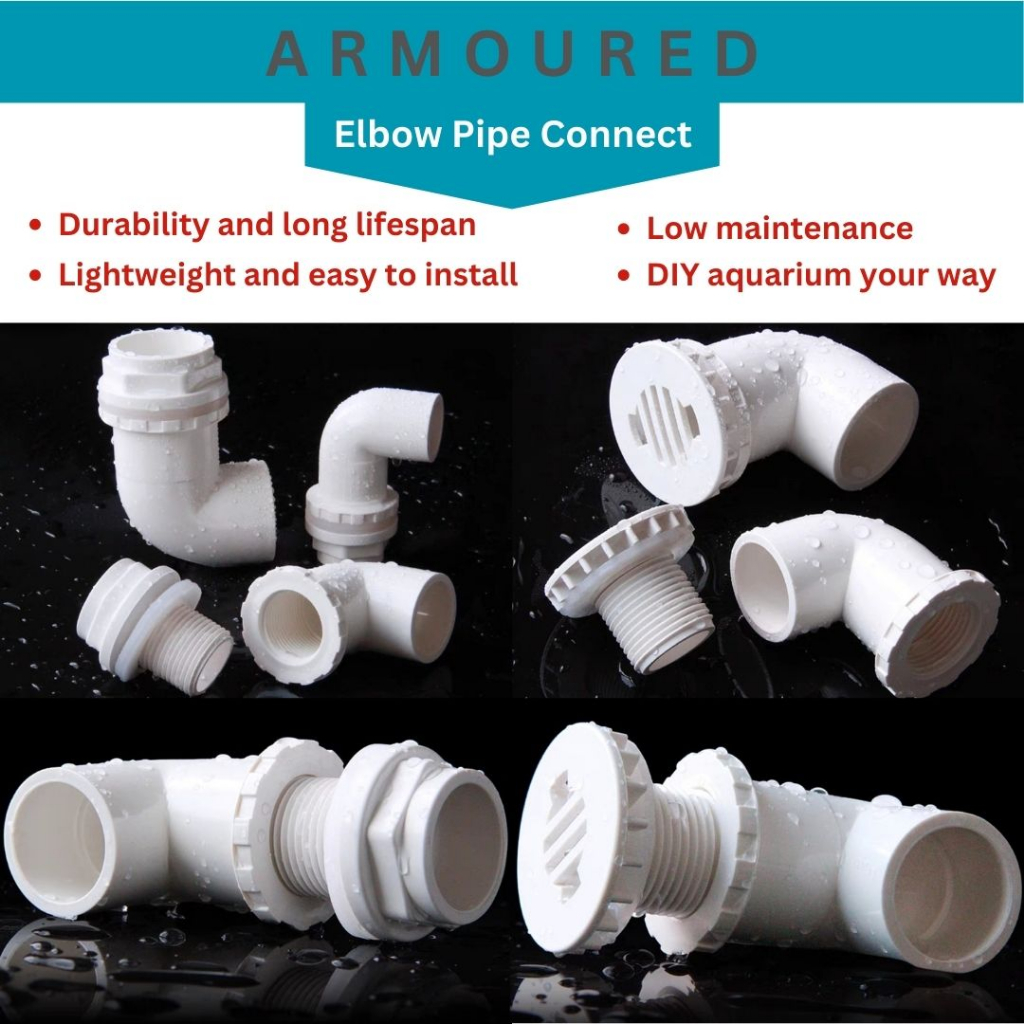 ⚠️[CHINA SIZE] PVC Elbow Pipe Tank Connector Fitting Drainage Water ...