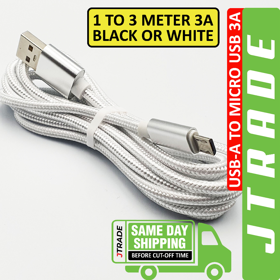 Micro USB Cable 3A 1m / 2m / 3m Black or Silver JTRADE | Shopee Malaysia