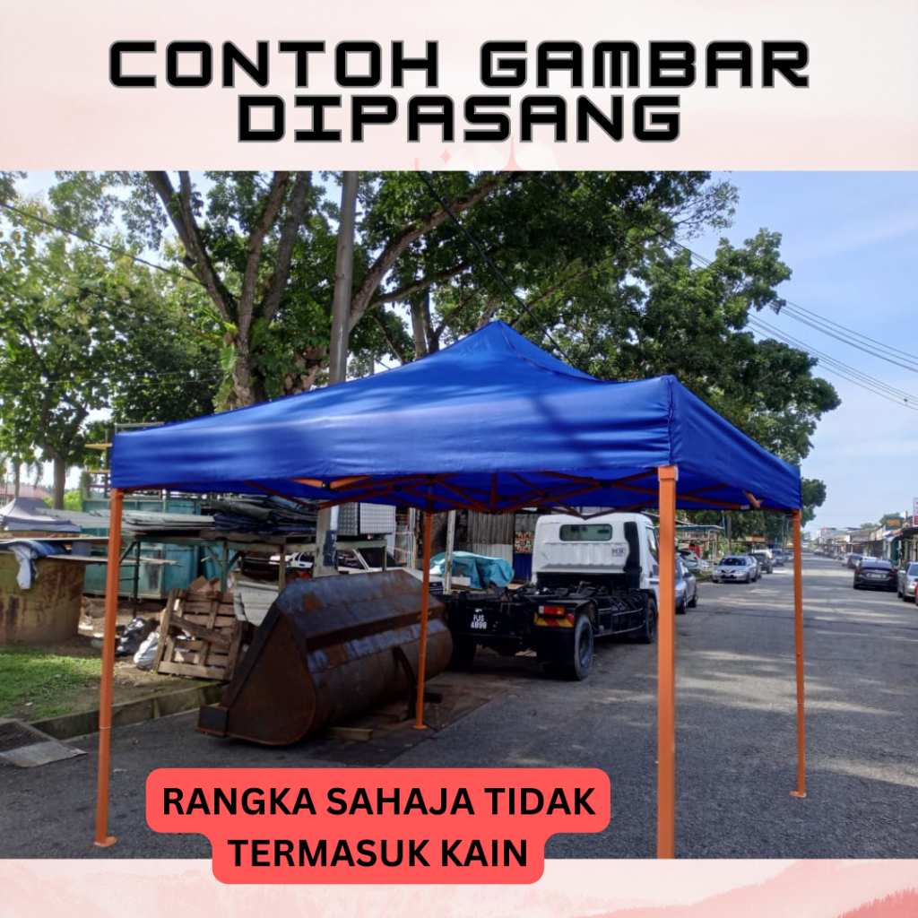 RANGKA KHEMAH NIAGA SAIZ 10FT X 10FT SEMI HEAVY DUTY BESI OREN | Shopee ...