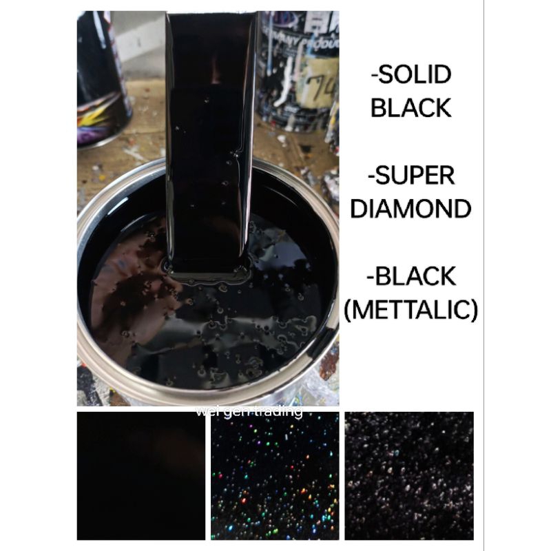 SOLID BLACK/ HITAM / SUPER DIAMOND / BLACK (METTALIC) ( 2K CAR PAINT ...