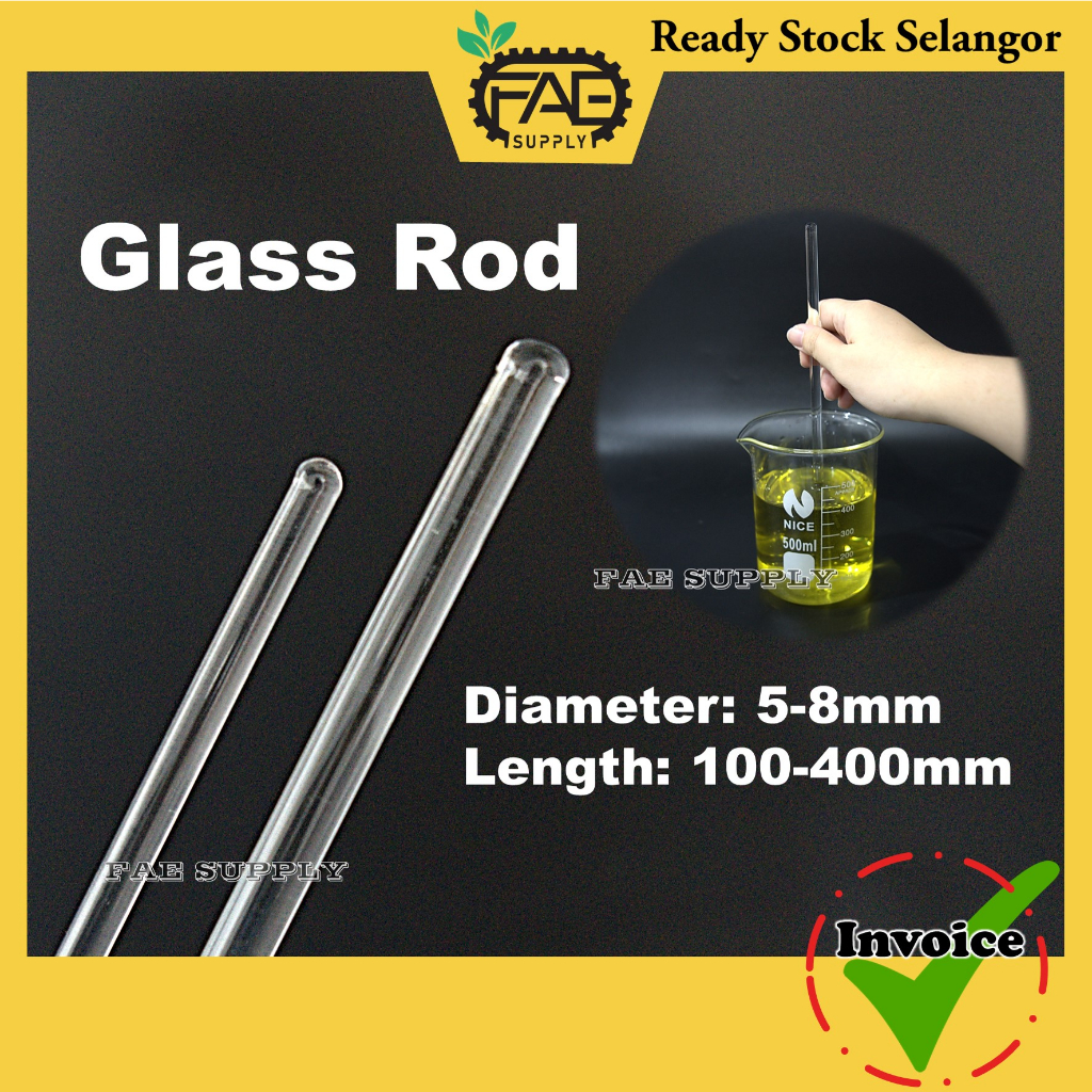 Glass Rod round end diameter 5-10mm length 100-400mm Glass Stirring ...