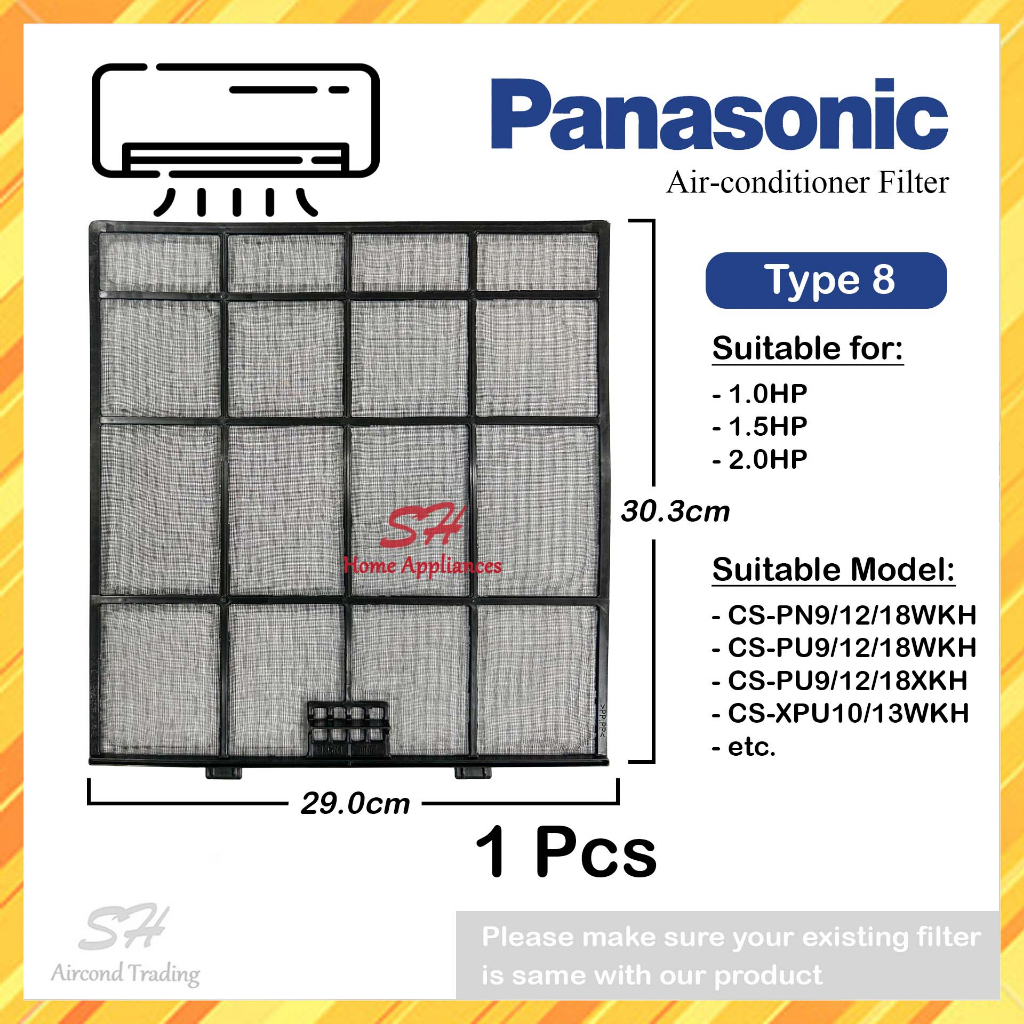 [1pcs] Original Panasonic Aircond Filter 1.0HP 1.5HP 2.0HP 2.5HP 3.0HP ...