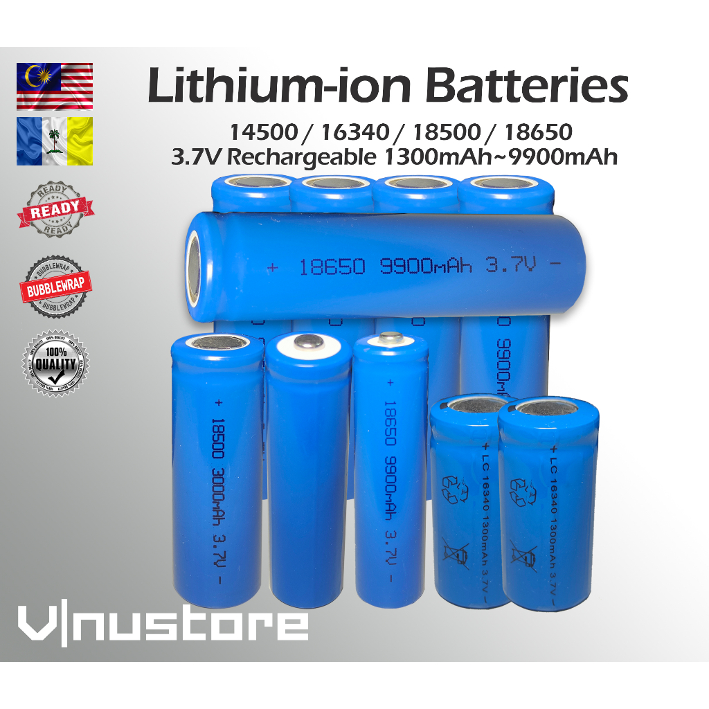 New 18650 Lithium Rechargeable Battery 1300mAh~9900mAh 3.7V LI-Ion ...
