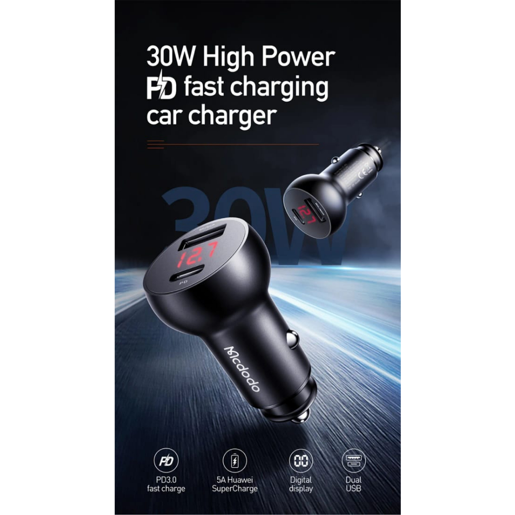 Mcdodo CC6810 Mushrooms Series PD 30W Car Charger with Digital Display | Shopee Malaysia