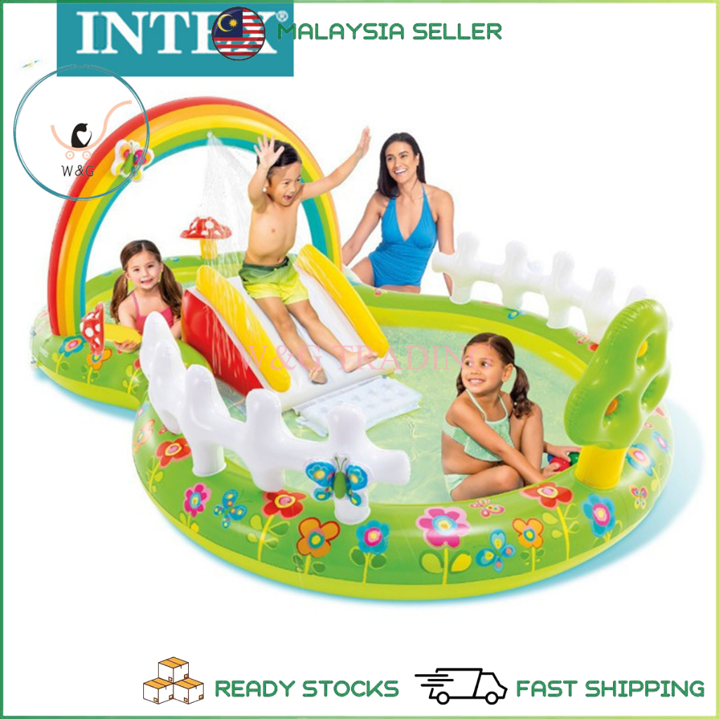 [WG] INTEX Alligator Slide Play Center Inflatable Child Kids Spray ...