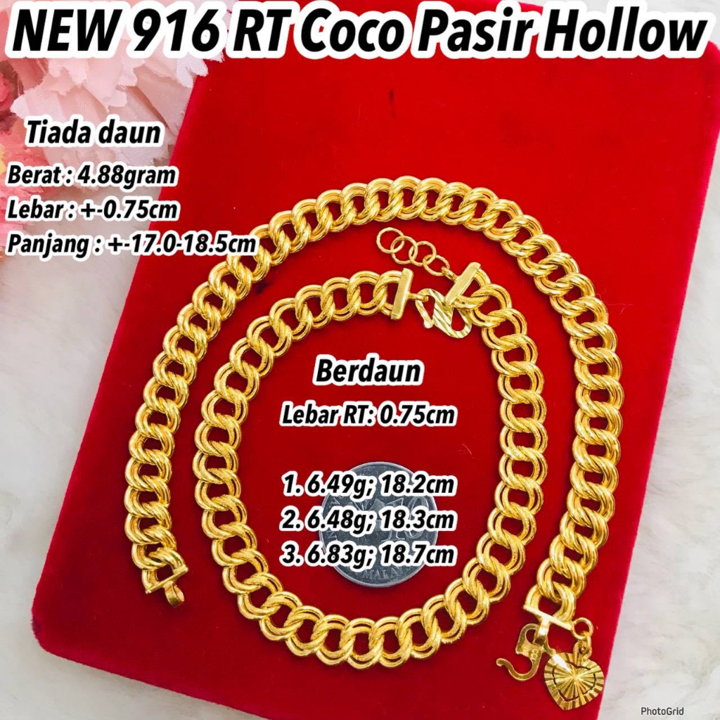 NEW GOLD 916 Rantai Tangan Coco Hollow 4g 6g 7g 8g 050823 | Shopee Malaysia