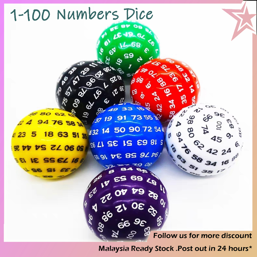 Ready Stock 50mm Round Dice 1-100 Numbers Color Free Bag | Shopee Malaysia