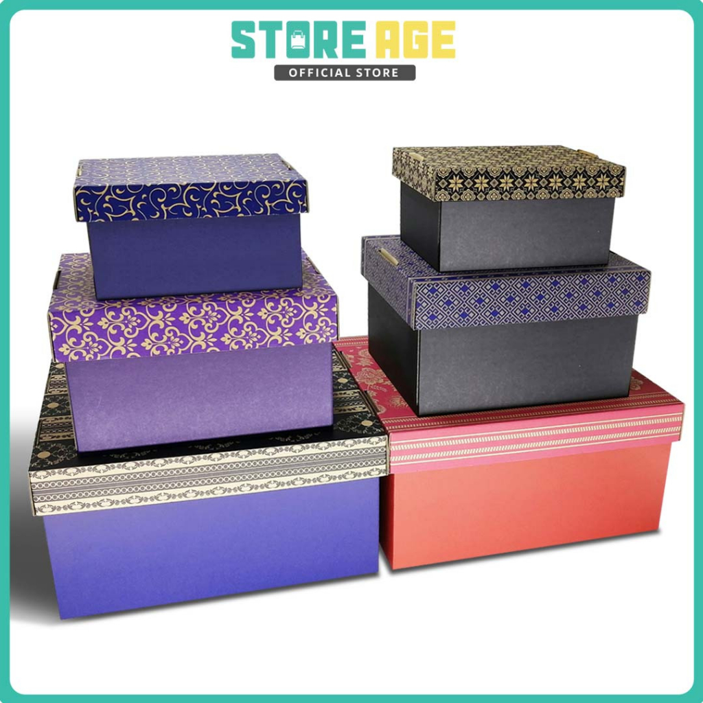 Store Age [3pcs] Premium Batik Gift Box Kraft Paper Box Pizza Box ...