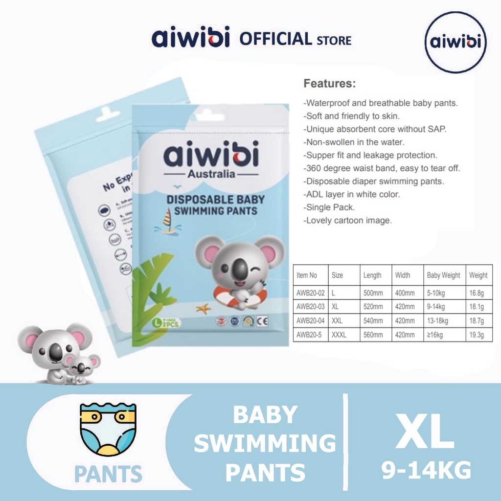 Aiwibi Swimming Diaper Pants Waterproof Leakproof (1pc) | Shopee Malaysia