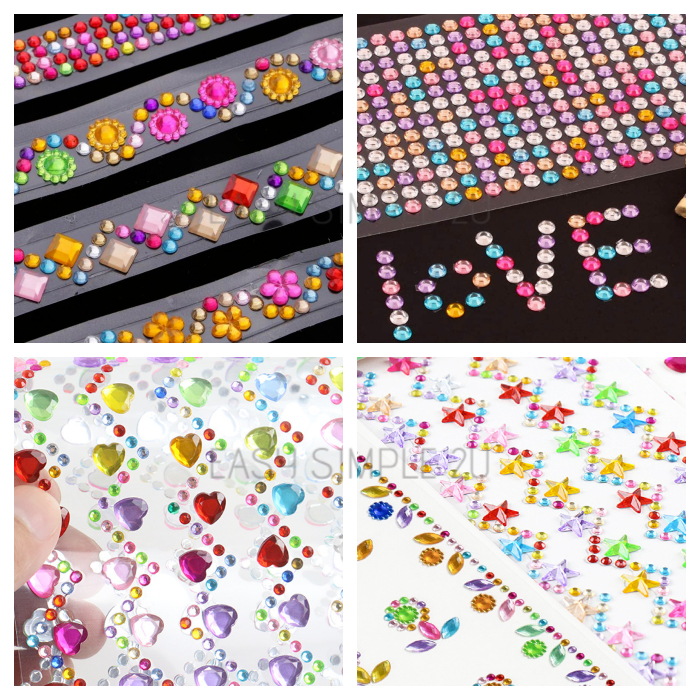 (1 Piece) 6mm Self Adhesive Acrylic Crystal Rhinestones Sparkly Diamond ...