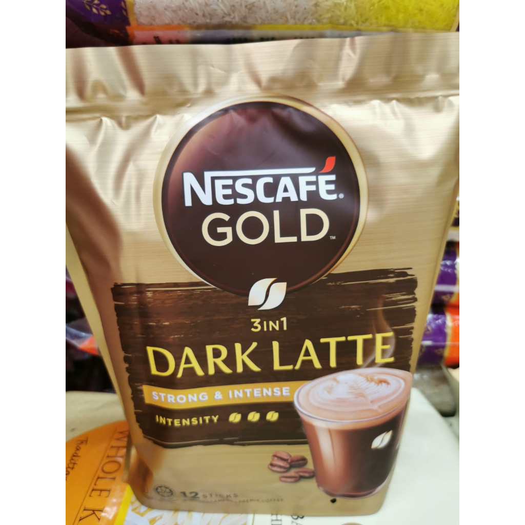 NESCAFE Gold Dark Latte 12 STICKS 3 IN 1 strong intense coffee NESCAFE ...