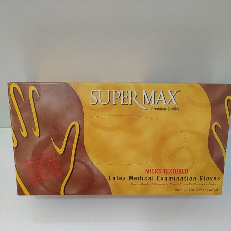 SUPER MAX Latex Medical Examination Gloves (100 pcs ) | Shopee Malaysia