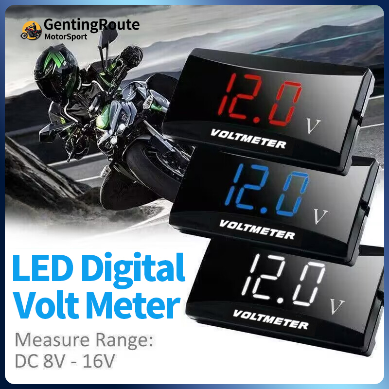 Voltage Meter Motorcycle Voltmeter 12V 24V Volt Meter Car LED LCD ...
