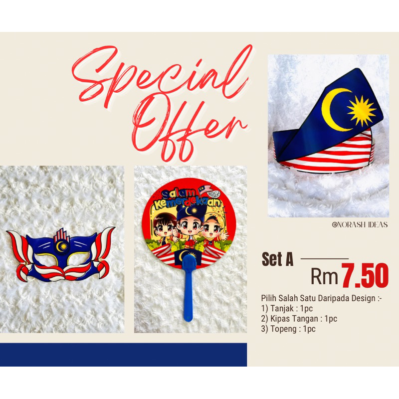 Topeng Merdeka Hari Malaysia Mask Merdeka Tanjak Merdeka Kipas Tangan ...