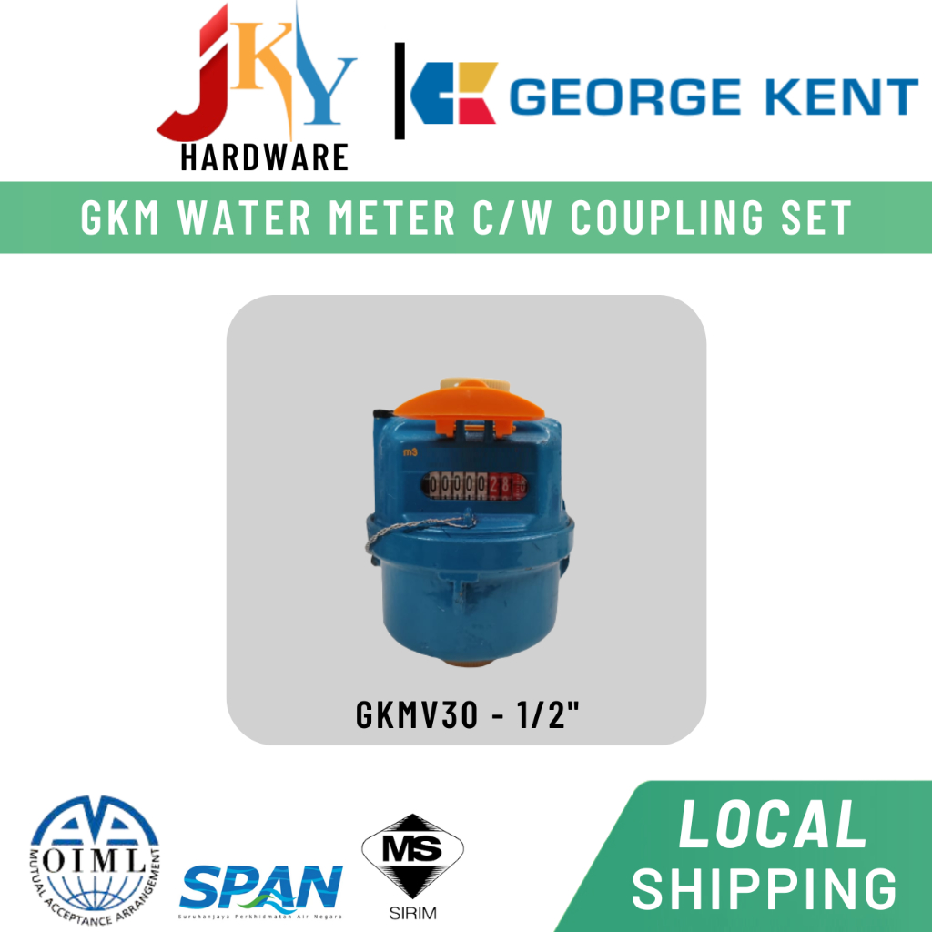 George Kent GKMV30 1/2" Brass Water Meter with Couplings Sets / GKM ...