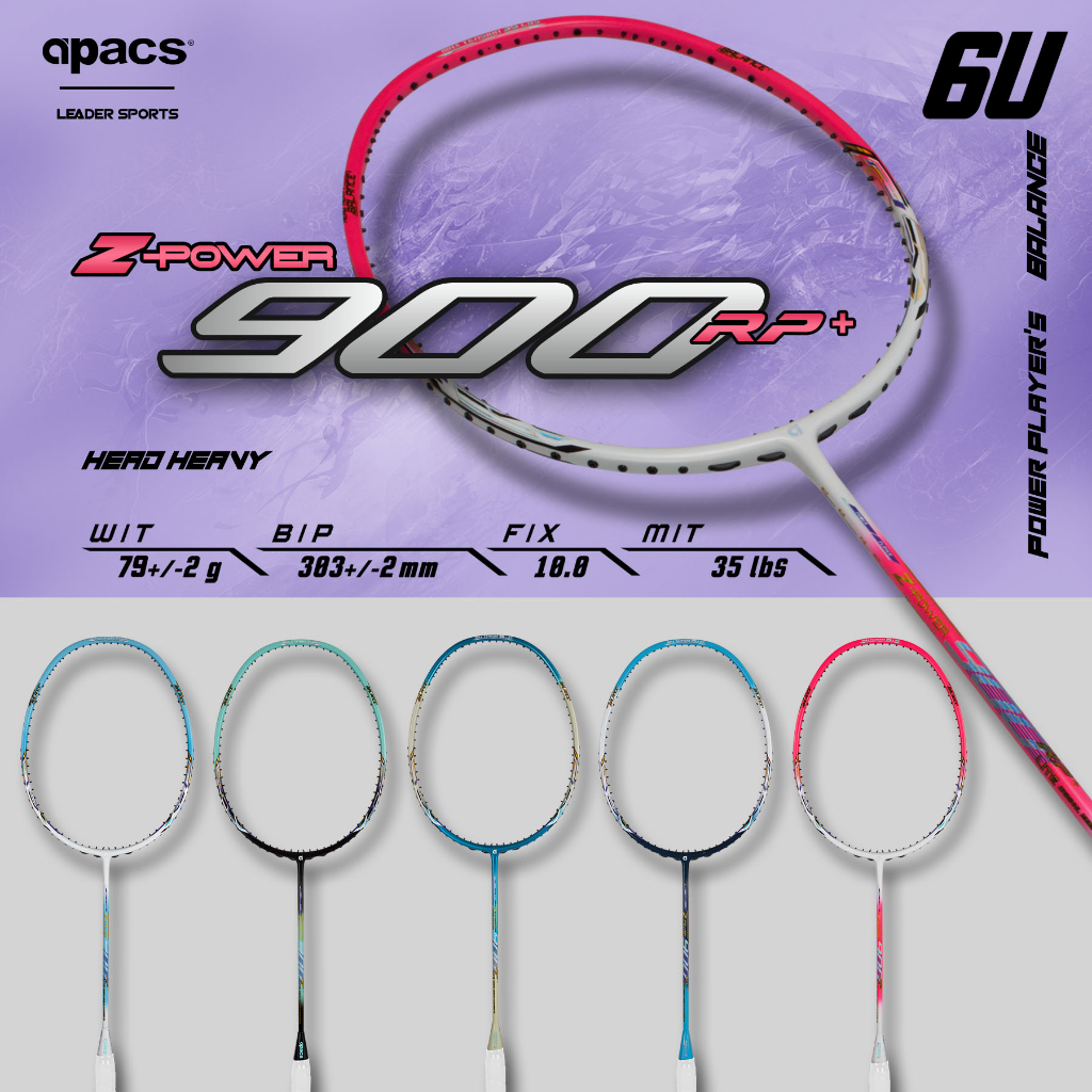(FREE STRING & GRIP) APACS NEW BADMINTON RACKET Z-POWER 900 RP+ LITE 6U ...