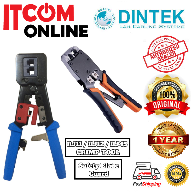 DINTEK 6P/8P TYPE RJ45 RJ11, RJ12 CRIMPER CRIMPING TOOLS RATCHET HANDLE ...