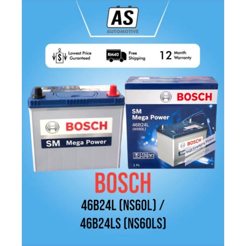 NS60 | 46B24L/46B24LS | NS60L/NS60LS Battery BOSCH Car Battery - Wira, Vios, Altis, Livina ...