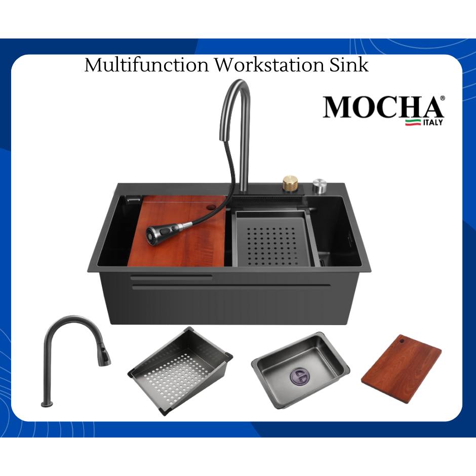 Mocha Multifunction Workstation Hand Made Stainless Steel Kicthen Sink ...