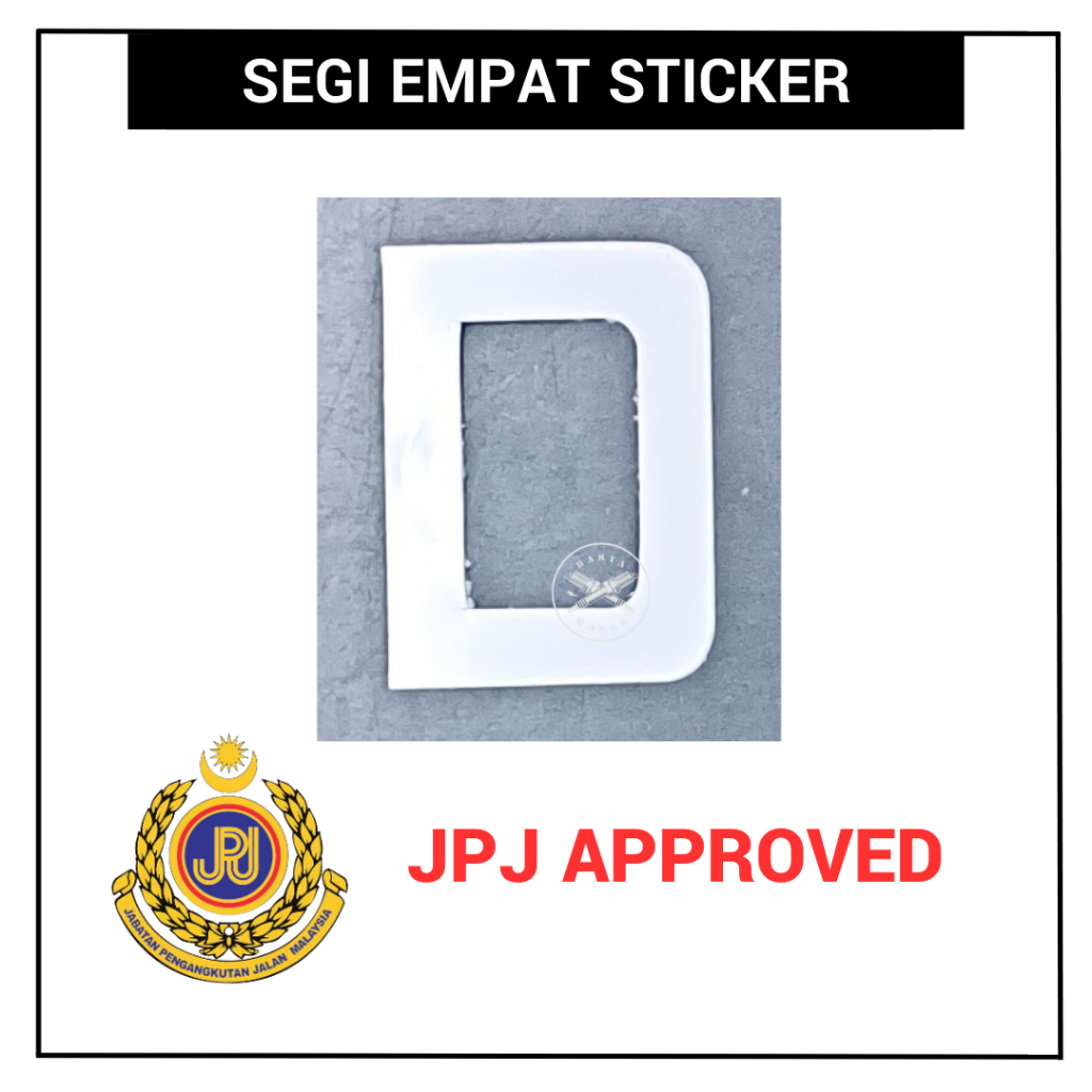JPJ APPROVED SEGI EMPAT Number Plate Sticker Motorcycle ABC 123 White ...