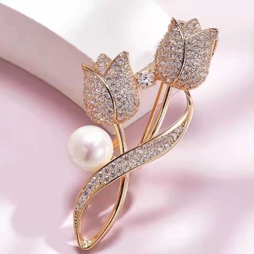 High-end Korean Rhinestones Brooch Pin Tudung Muslima Hijab Pin ...