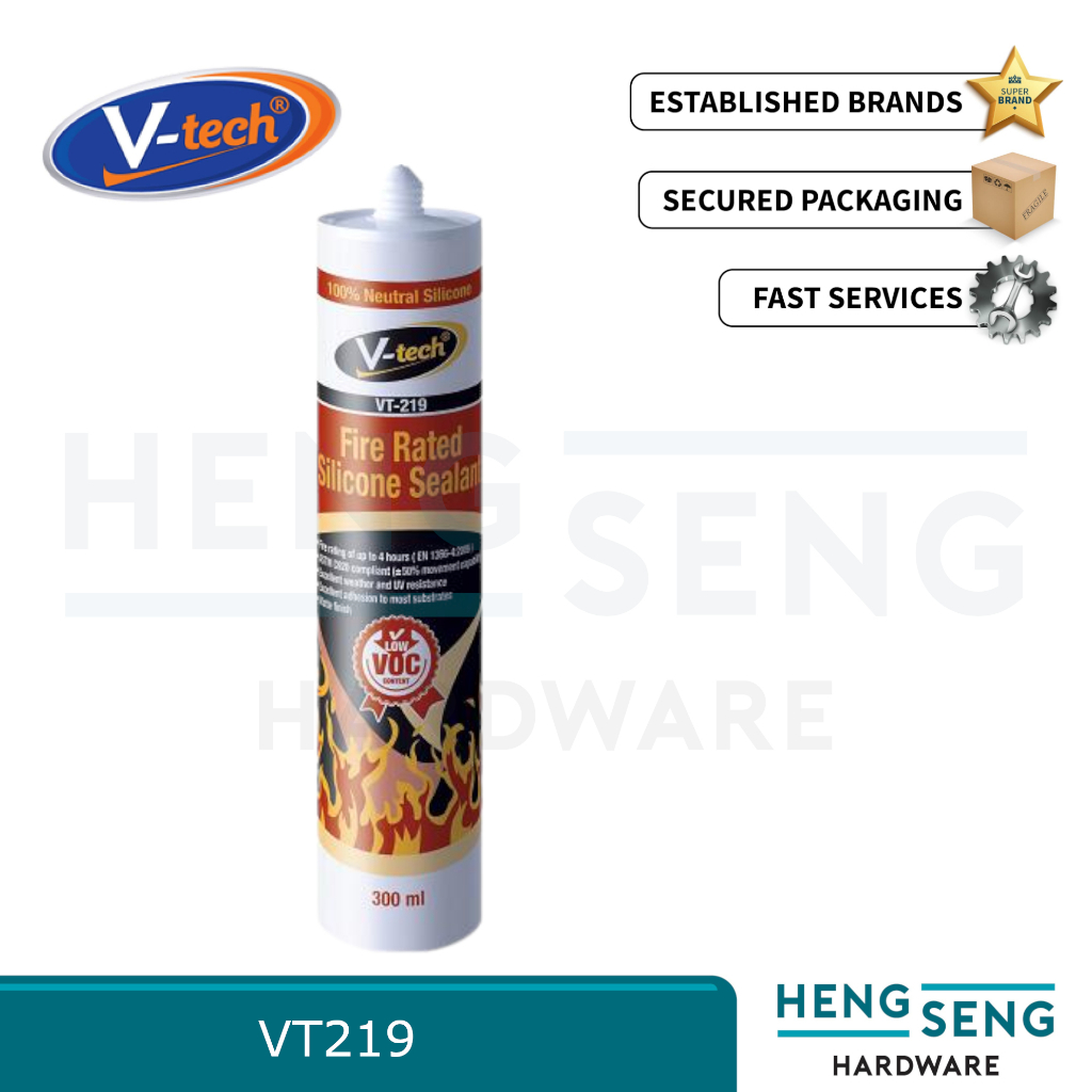 V-TECH VT-219 ( MATTE GREY ) FIRE RATED NEUTRAL SILICONE SEALANT [24 ...