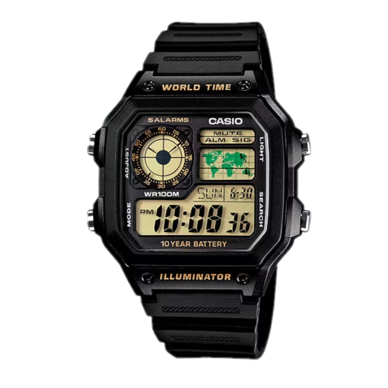 CASIO Men World Time 10 Years Battery Digital Watch AE-1200WH-1AVDF ...