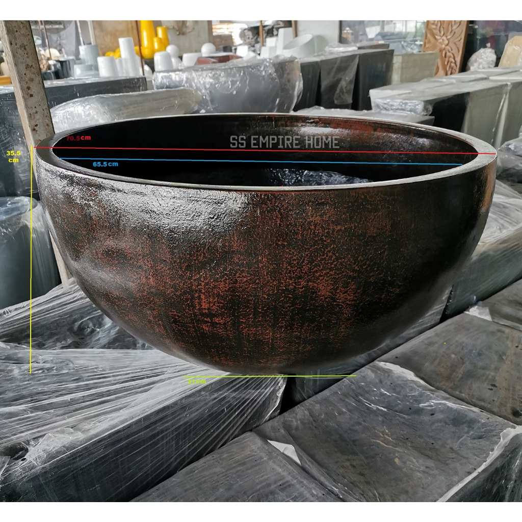 REX FP15 Low Brown Fiberglass White Round Lotus Water Lily Plant Flower ...