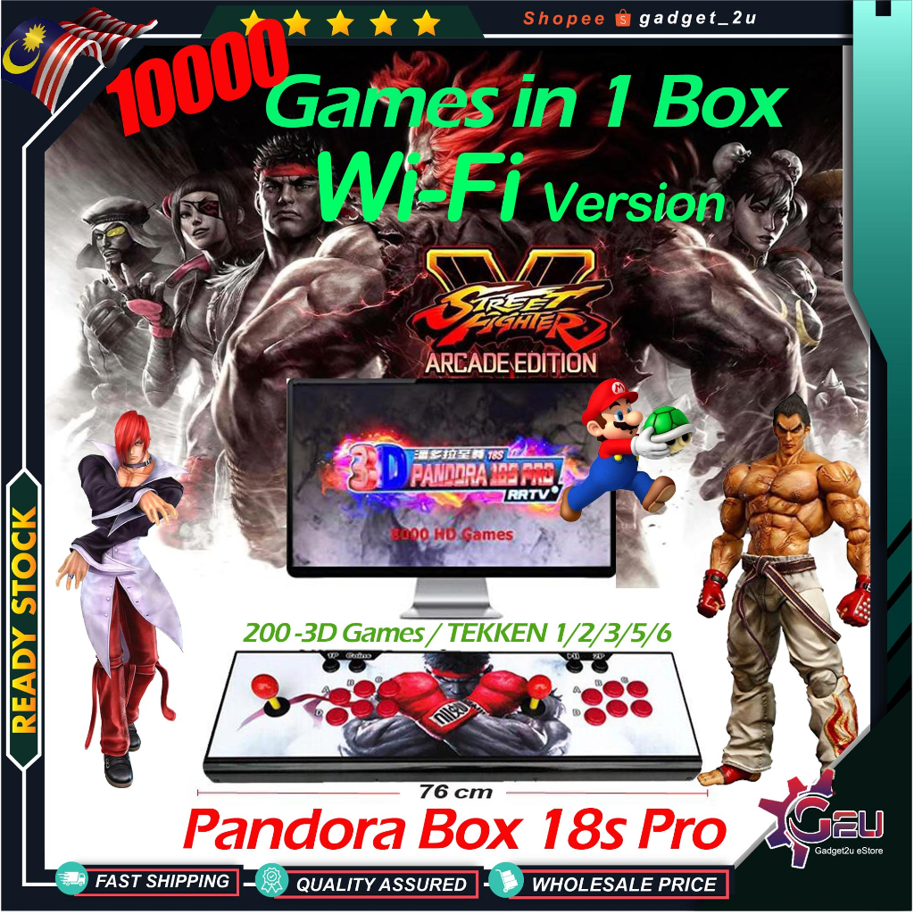 10000 Games in 1 Pandora Box 18s Pro Wi-Fi Arcade Video Game Console ...
